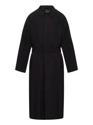 Balenciaga Belted Mid-length Trench Coat - Black