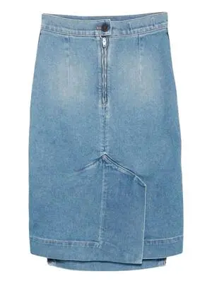 VIVIENNE WESTWOOD Orb Logo Embroidered Asymmetric Denim Skirt - Blue