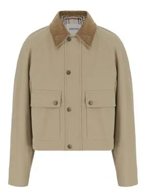 Burberry Rib Velvet Collared Cropped Jacket - Beige