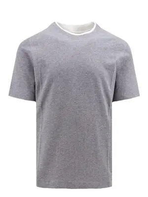Brunello Cucinelli Layered-effect Crewneck T-shirt - Grey