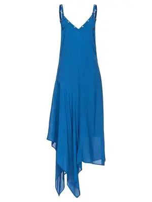 Pinko Asymmetrical V-neck Embellished Dress - Blue