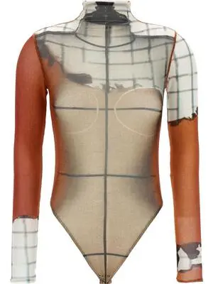 JEAN PAUL GAULTIER Printed Tulle Bodysuit - Multicolor