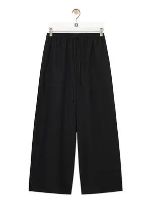 Loewe Cropped Trousers With Elasticated Waist And Drawstring - Black