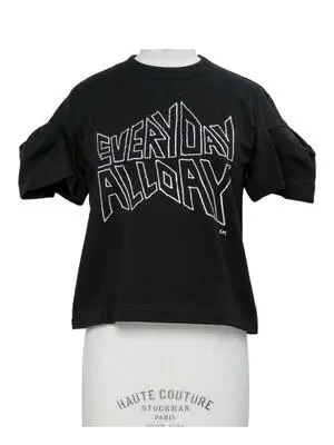 Sacai Crew-neck T-shirt With Short Sleeves - Black