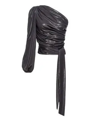 Pinko One-shoulder Lace-detailed Ruched Top - Black
