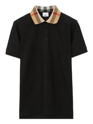 Burberry Checked Short-sleeved Polo Shirt - Black