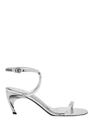 Alexander McQueen Silver Ankle Strap Heeled Sandals - White