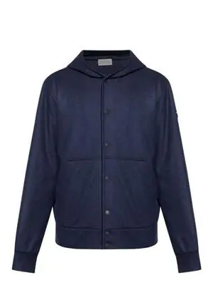 Moncler Logo Patch Zip-up Hoodie - Navy Blue