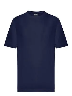 Zegna Zegna Oasi Lino Crewneck T-Shirt Navy Blue