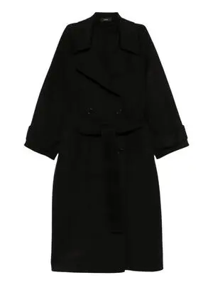 JOSEPH Double-breasted Long-sleeved Coat With Belt - Black