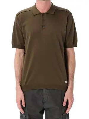 C.P. COMPANY Short-sleeve Knit Polo Shirt - Dark Olive