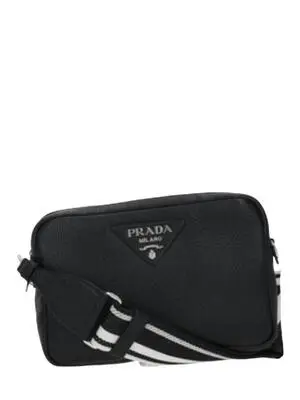 Prada Logo Zip-up Shoulder Bag - Black