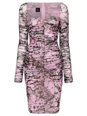Pinko Floral Printed Ruched Midi Dress - Multicolor