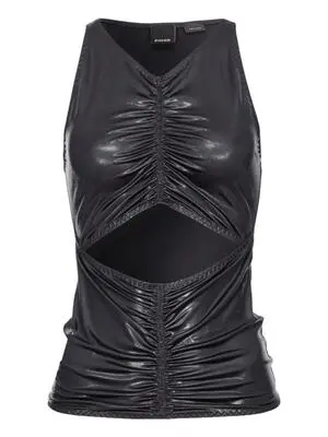 Pinko Cut-out Detail Lamé Top - Black