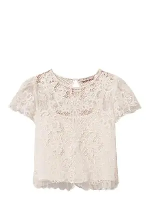 TWINSET Lace Short Sleeve Top - White