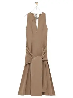 Loewe Sleeveless Wrap Dress With Keyhole And Lace-up Closure - Light Brown