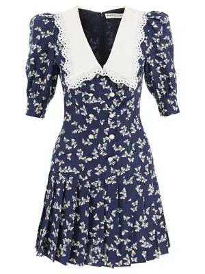 Alessandra Rich Butterfly Print Flared Minidress - Blue