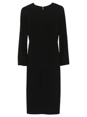 SEMICOUTURE Round Neck Long Sleeve Dress - Black
