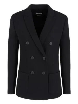 Giorgio Armani Double-breasted Stretch Blazer - Black