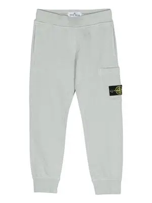 Stone Island Cotton Track Pants With Compass Badge - Pearl Gray