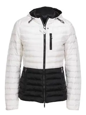 Emporio Armani Color-blocked Quilted Down Jacket With Hood - White