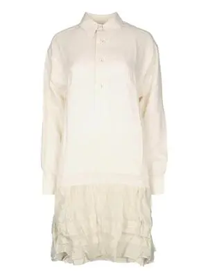 Prada Long-sleeved Collared Dress - Ivory