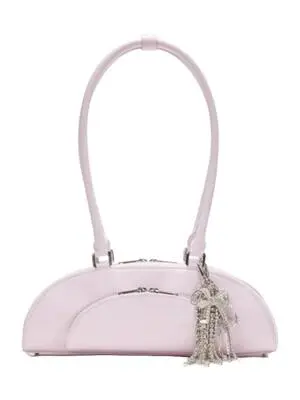 SELF-PORTRAIT Leather Curved Shoulder Bag With Bow Ornament - Lavender