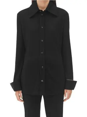 Bottega Veneta Long Sleeve Shirt With Lapels - Black