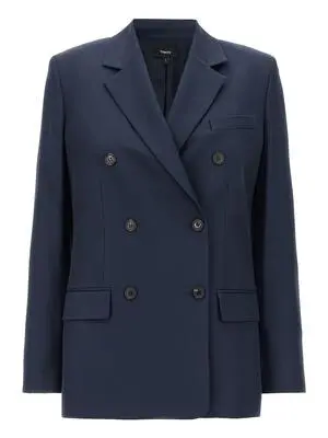 Theory Theory Double-Breasted Straight Hem Blazer Black