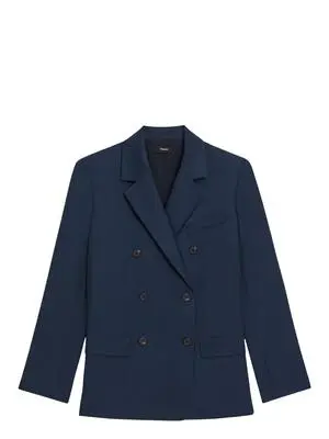 Theory Double-breasted Straight Hem Blazer - Blue