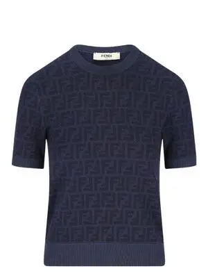 FENDI Fendi FF Jacquard Short Sleeve Crewneck Jumper