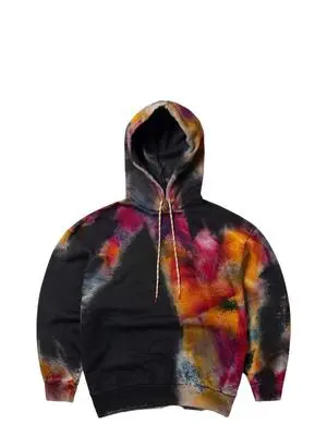 Aries Spray-paint Drawstring Hoodie With Rhinestone Embellishment - Black