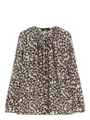Max Mara Printed Silk Shirt With Bow Detail - Multicolor
