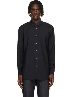 Comme Des Garçons Navy Blue Logo Shirt - Black