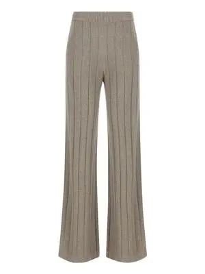 Loro Piana Rib Knitted Wide-leg Casual Pants - Gray