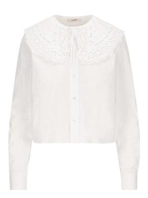 CELINE Celine Cropped Romy Shirt In Cotton Poplin With Lace Details
