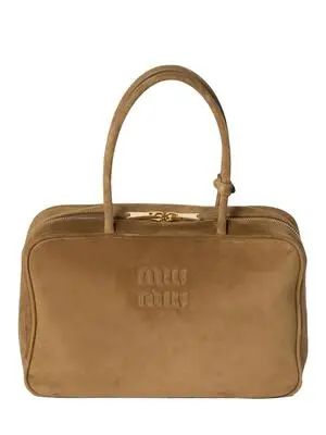 Miu Miu Suede Top Handle Bag - Brown