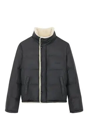 SAINT LAURENT Saint Laurent Down Puffer Jacket With Embroidered Logo And Shearling Trim