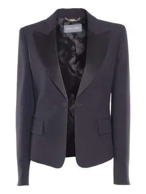 Alberta Ferretti Long-sleeved Suit Coat With Notched Lapel - Black