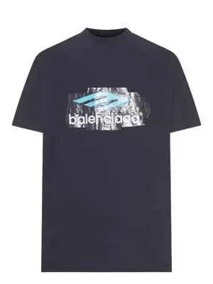 Balenciaga Logo Printed Round-neck T-shirt - Black