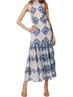 TWINSET Floral Print Long Ramie Dress - Multicolor