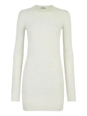 FENDI Fendi All-Over FF Embossed Crewneck Mini Dress
