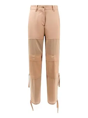 Pinko Georgette-crepe Mid-rise Cargo Trousers - Nude