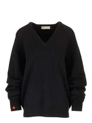 Tory Burch V-neck Knitted Jumper - Black
