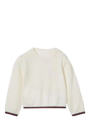 Gucci Baby Wool Sweater With Web Trim - White