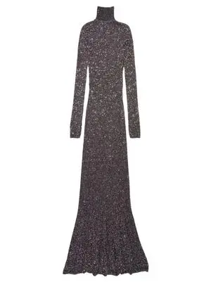 Balenciaga Sequin Embellished Maxi Dress - Black