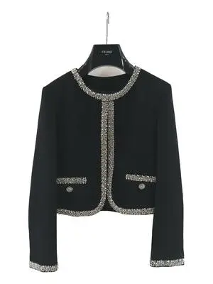 Celine Chelsea Jacket In Cashmere And Wool Tweed - Black