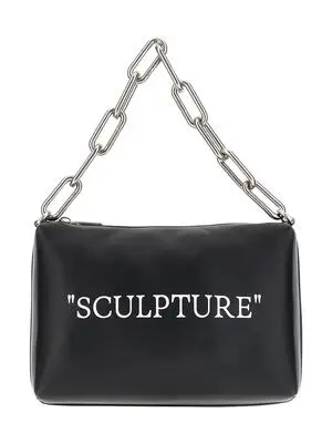 Off-White Logo Printed Zip-up Shoulder Bag - Black/silver