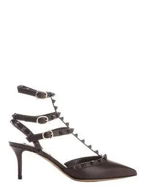 Valentino Garavani Valentino Rockstud High-Heeled Sandals Dark Brown