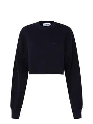 AMBUSH Logo Embroidered Crewneck Cropped Sweatshirt - Black